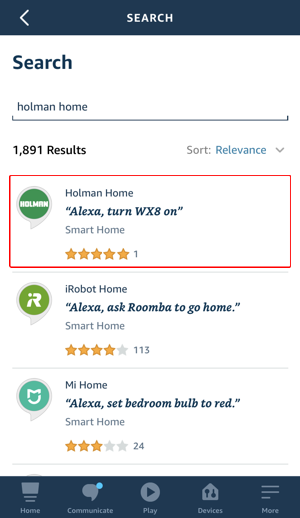 Guide for using Amazon Alexa to control Holman Home devices