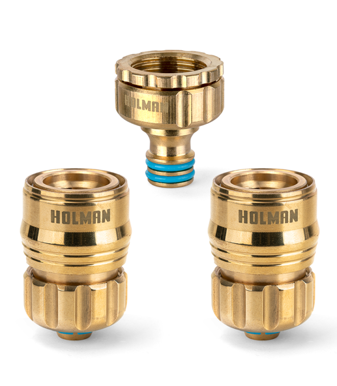 ⌀12mm Brass Grip ‘n’ Lock Hose Connector Set - Holman Industries