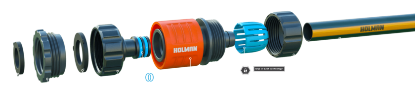 ⌀18mm Brass Grip ‘N’ Lock Hose Connector - Holman Industries