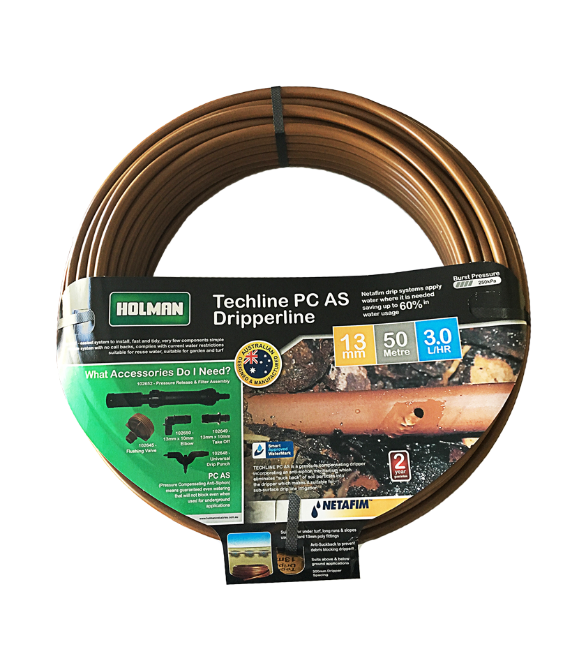 13mm x 50m Techline PC Irrigation Drip Tube - Holman Industries