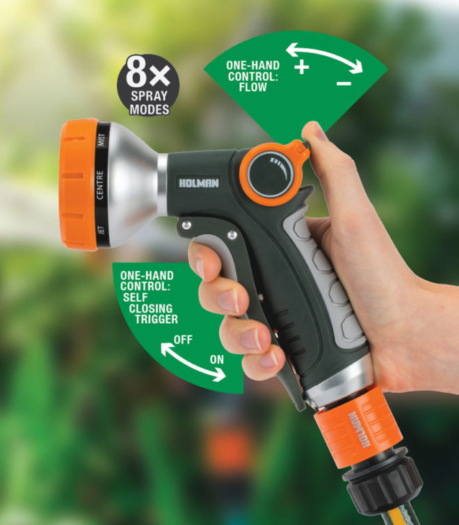 8 Function Spray Gun with Thumb Flow Control - Holman Industries