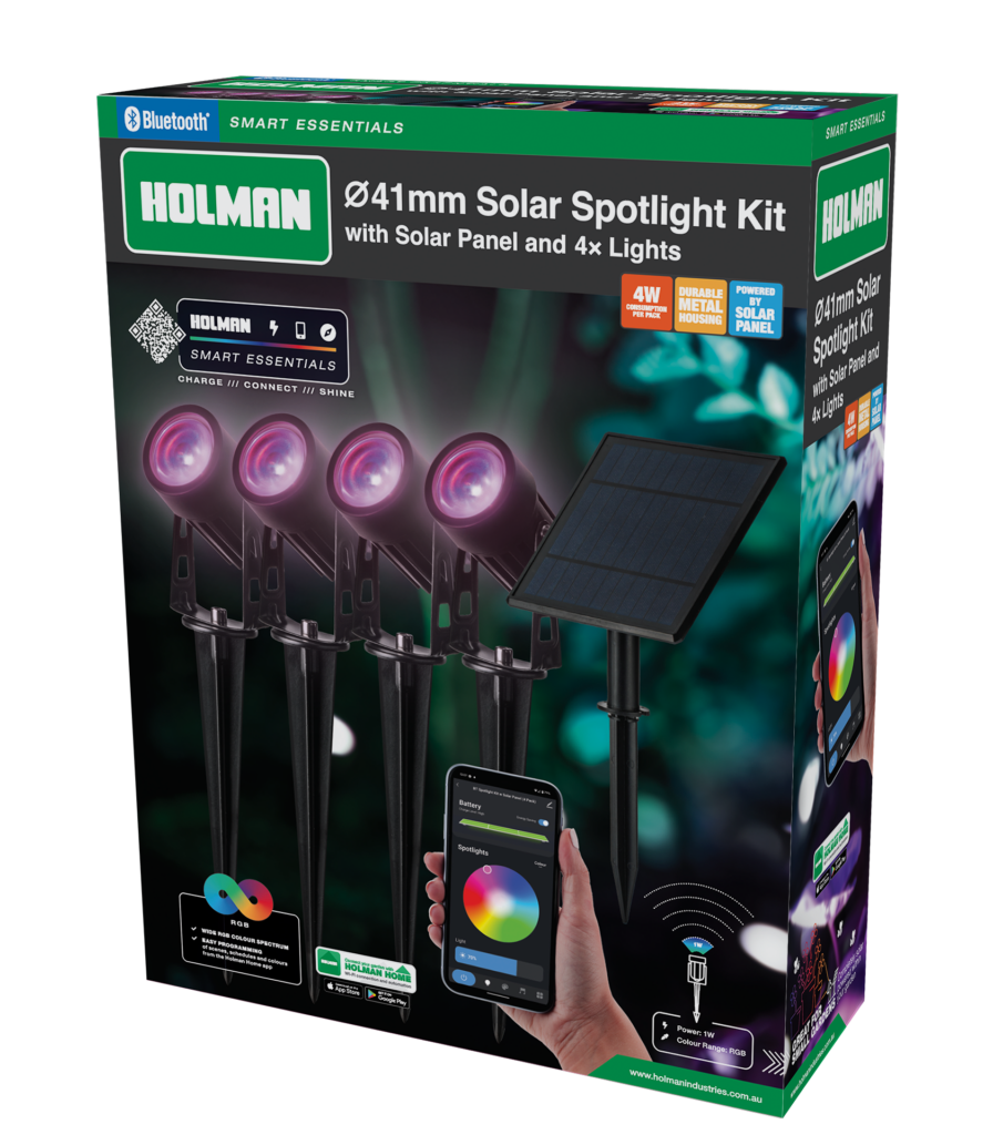 ⌀41mm Solar Spotlight Kit with Solar Panel and 4× Lights - Holman ...