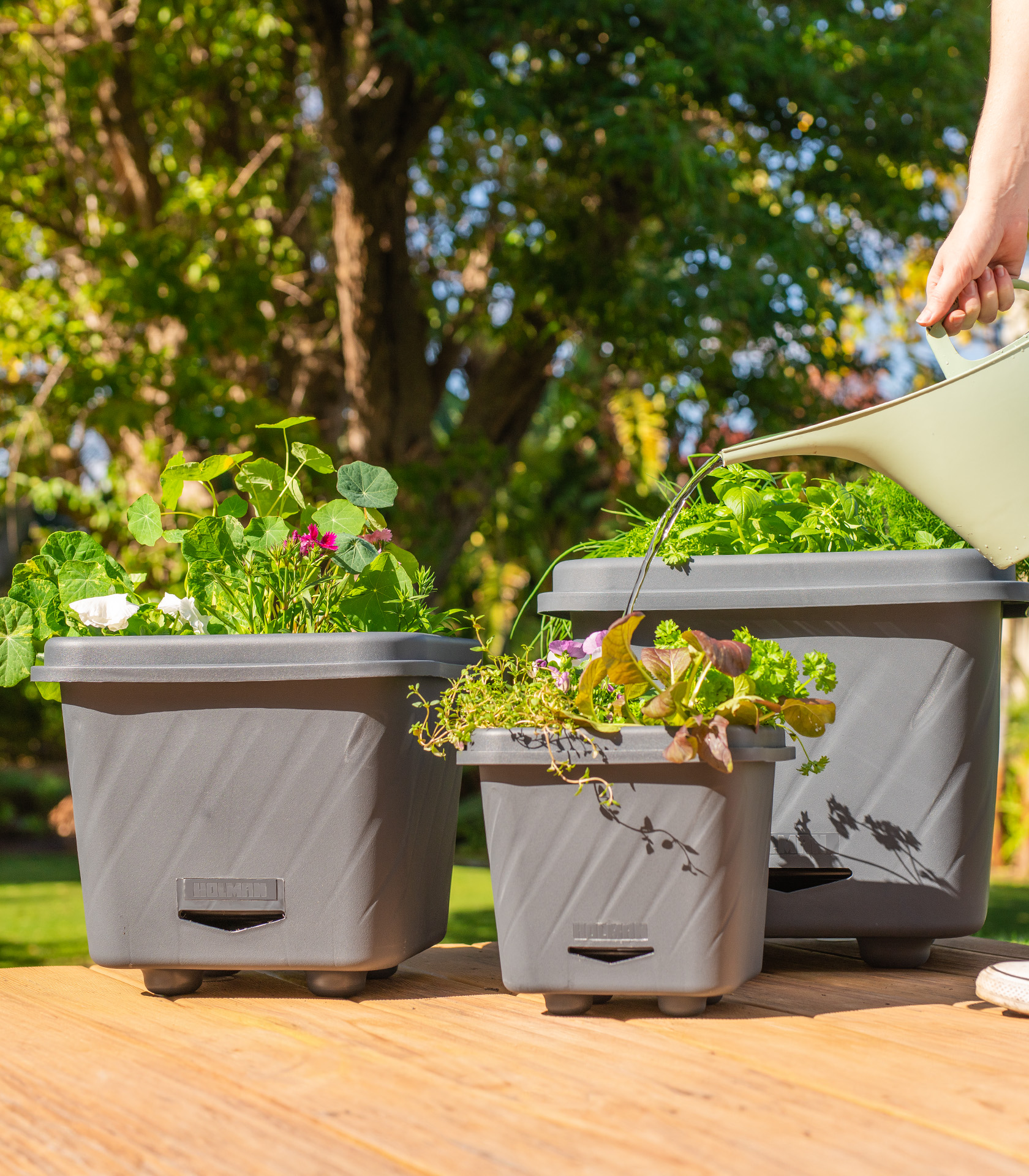 Small Self-Watering Pot – Stone - Holman Industries