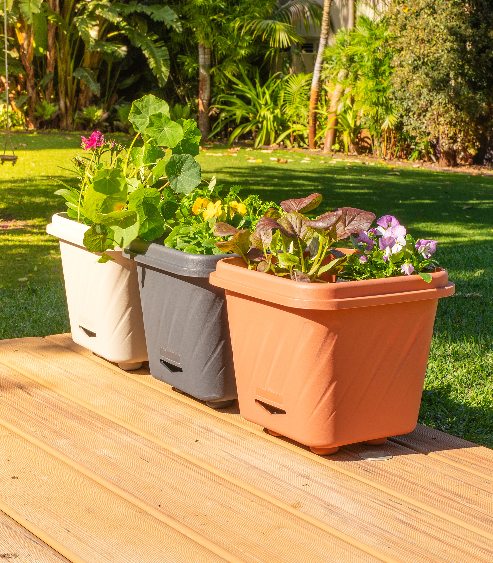 Large Square Self-Watering Pot – Charcoal - Holman Industries