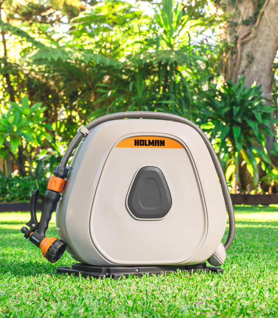 20m Portable Retractable Hose Reel with Ground Spikes - Holman Industries